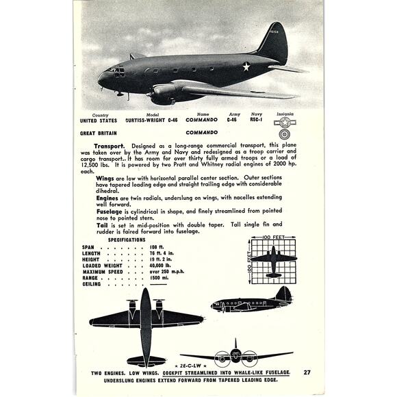 None and/or Unknown | Other | Curtiswright C46 Commando R5c United ...